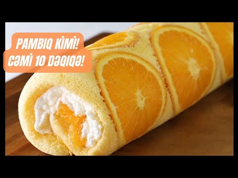  Portağallı Rulet /Rulet Resepti🍊 Bu dad hər kəsi heyran edəcək! #recipe #cake #viral 