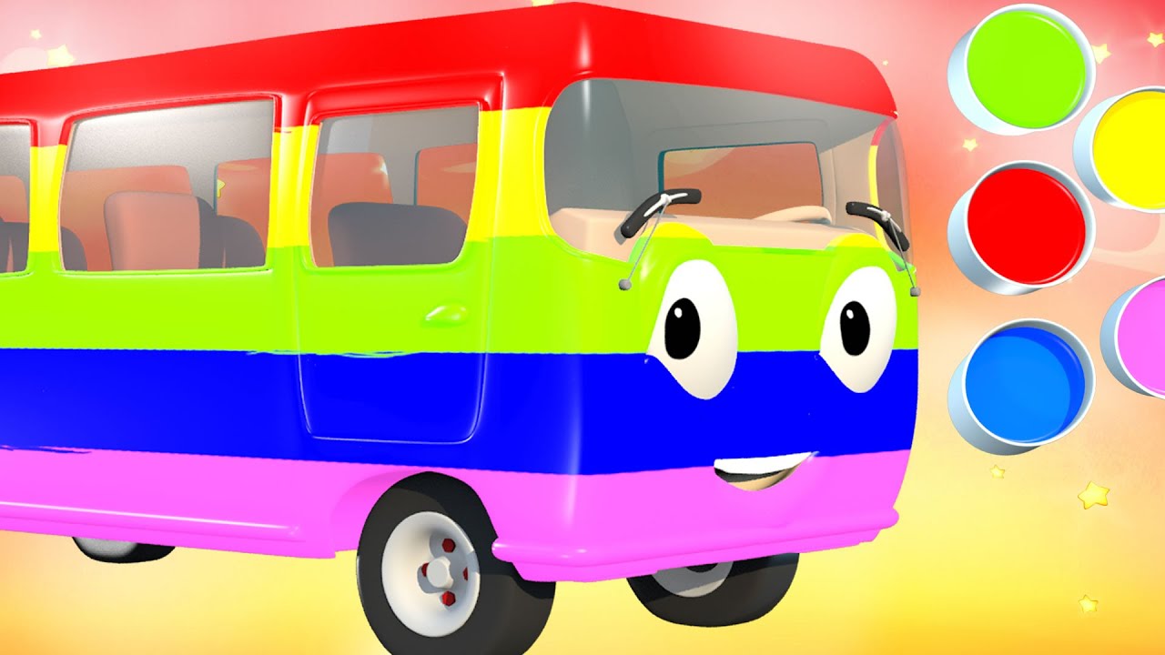 Learning Colors Song with Bus Painting - Finger Family & Nursery Rhymes ...