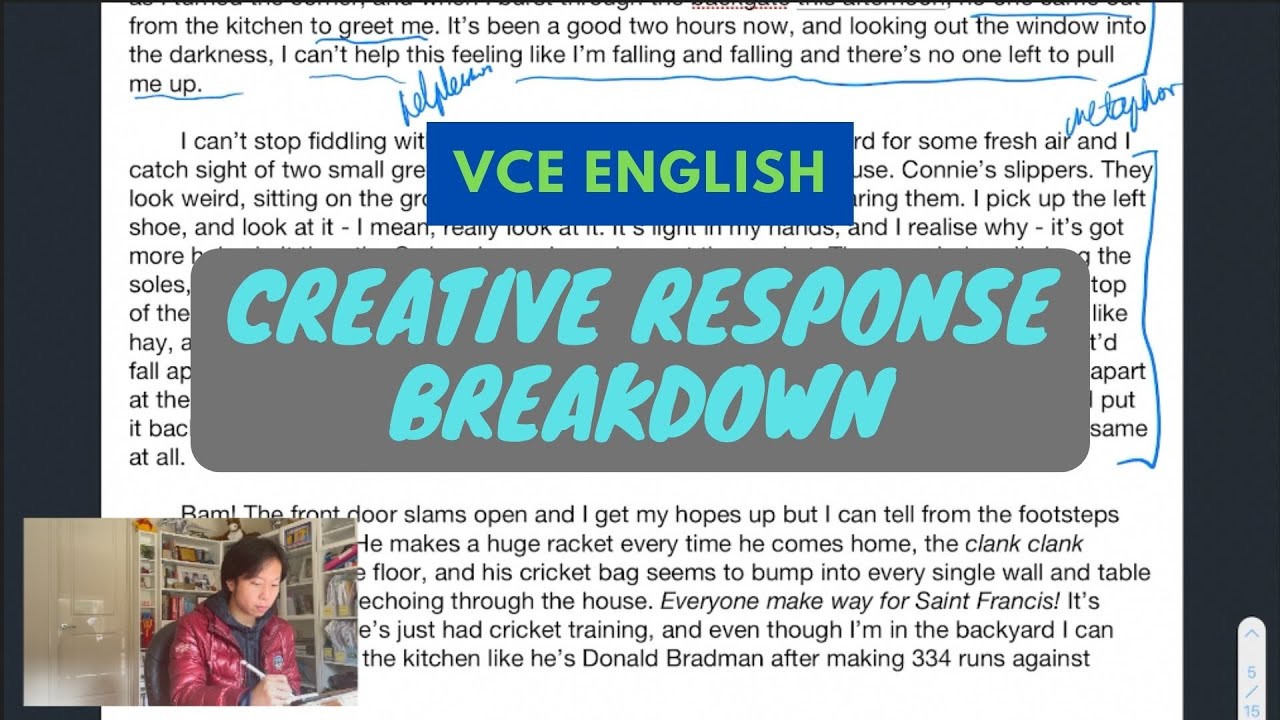 (Raw 50) VCE English - Creative Response and Statement of Intention ...