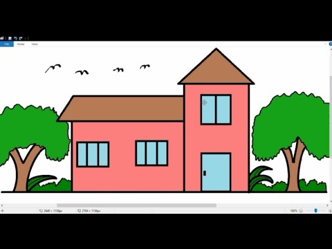 cute house drawing | how to paint on computer | Easy House Drawing ...