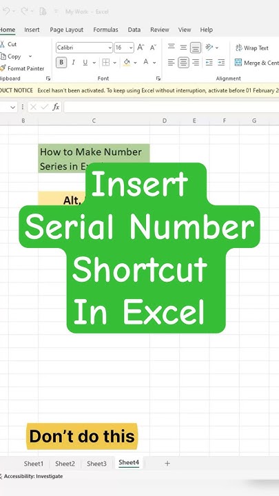 Insert Serial Numbers in Excel#Shorts - YouTube