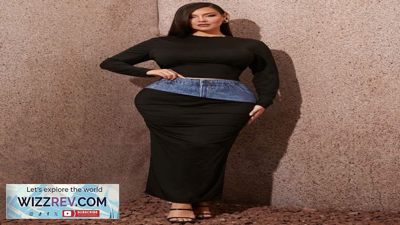 SHEIN SXY Plus Size Women Fashion Denim Effect Patchwork Short Top ...