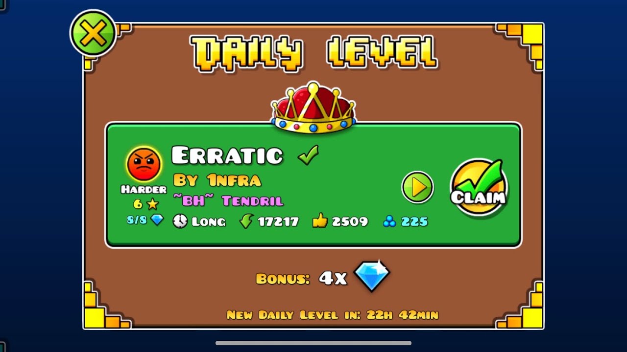 Erratic By 1nfra- Geometry Dash (Daily Level, 6 Stars) - YouTube