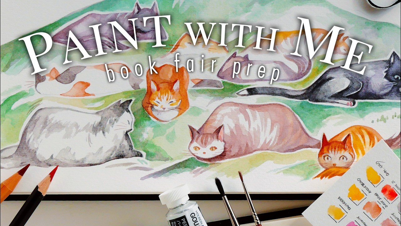 PAINT WITH ME Watercolor Cats & Book Fair Prep, Making Prints, Paper ...