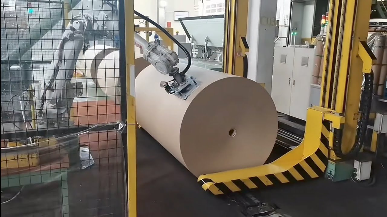 Ground paper roll transportation track - YouTube
