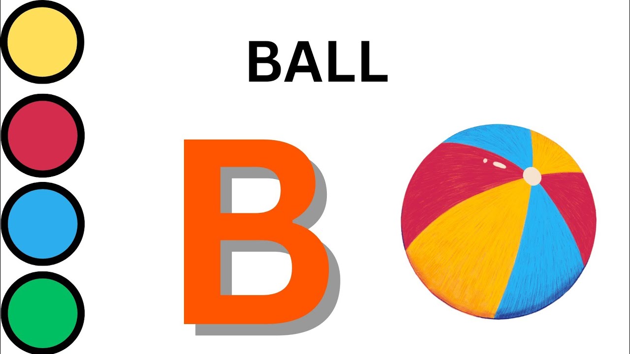 how to draw ball/B letter/how to drawing ball for kids/ball colouring ...