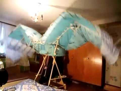 Home test human powered ornithopter wings - YouTube