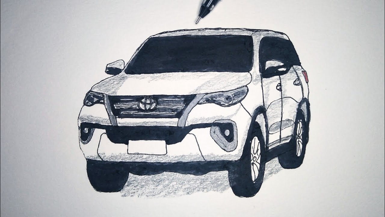 How to draw Toyota Fortuner - YouTube