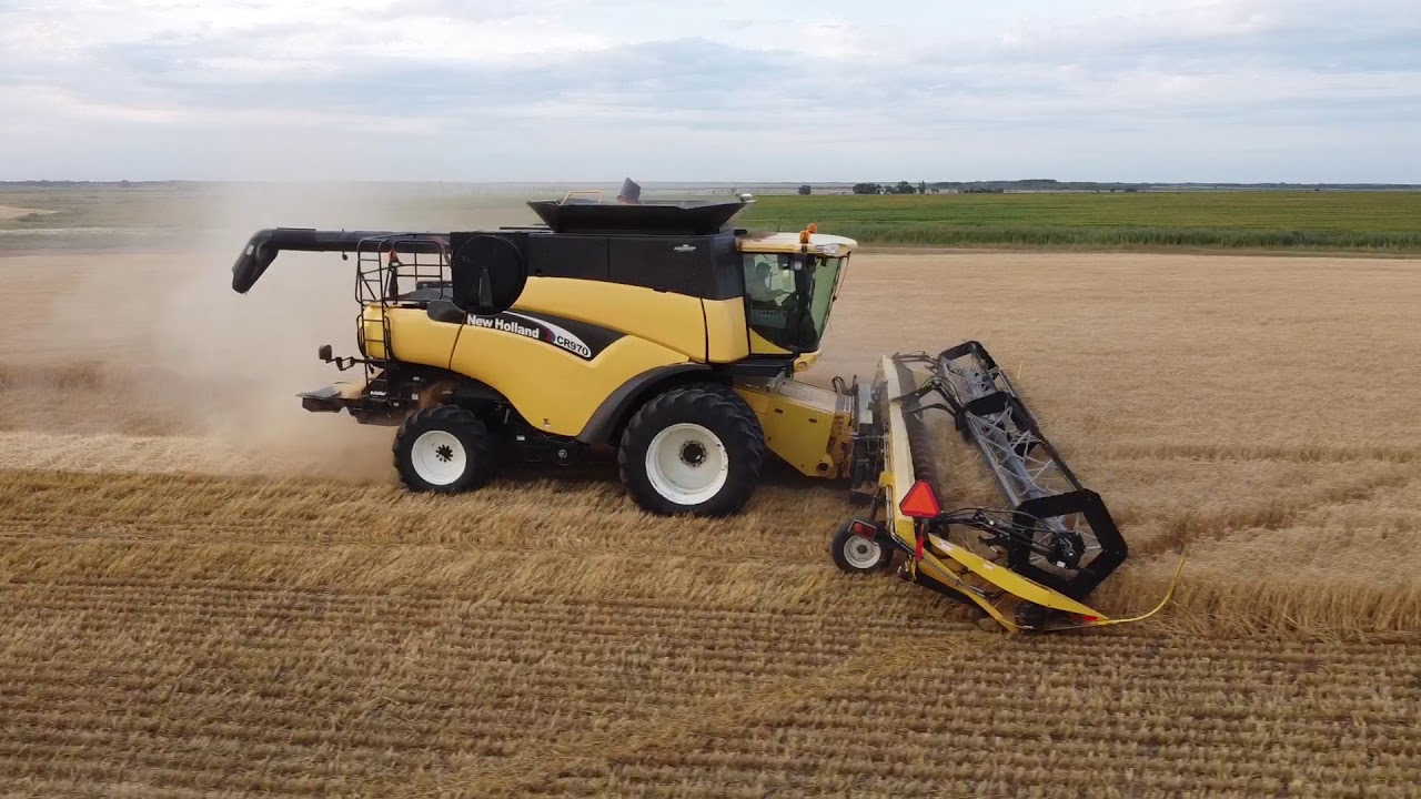 New Holland CR970, 36’ Honeybee, Kubota M105S and Hesston 4600. - YouTube
