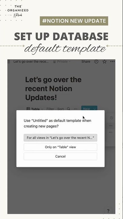 Set up a Notion database with a default template! #shorts #notion #notionapp - YouTube