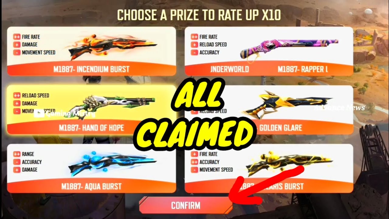 NEW ALL M1887 GUN SKIN EVENT | M1887 GUN SKIN EVENT | FF NEW EVENT ...