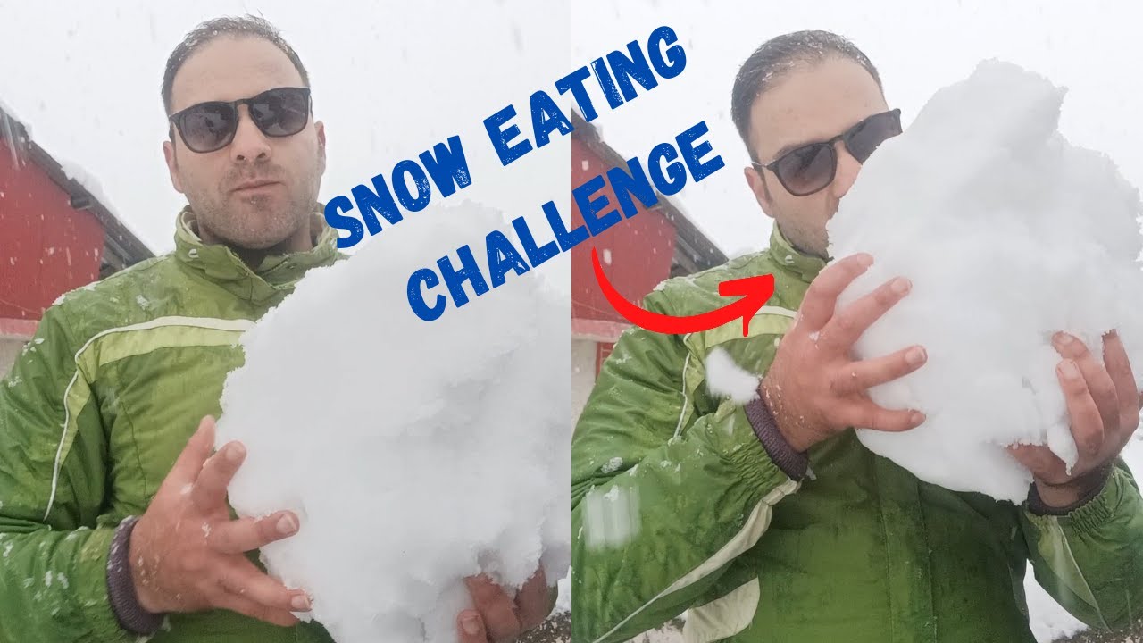 Snow eating challenge || Real snow eating || #snoweating #eatingsnow # ...