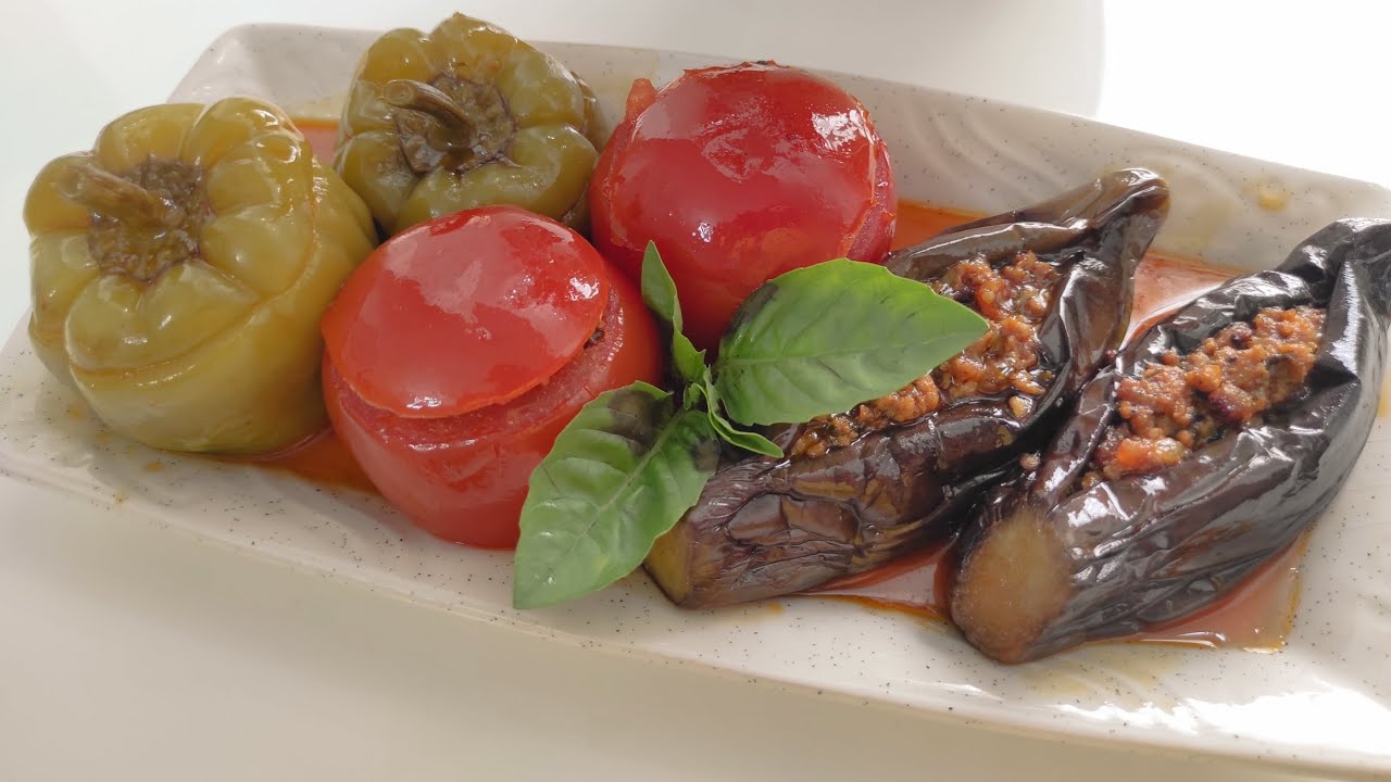 BADIMCAN BİBƏR DOLMASI ( ÜÇ BACI) - YouTube