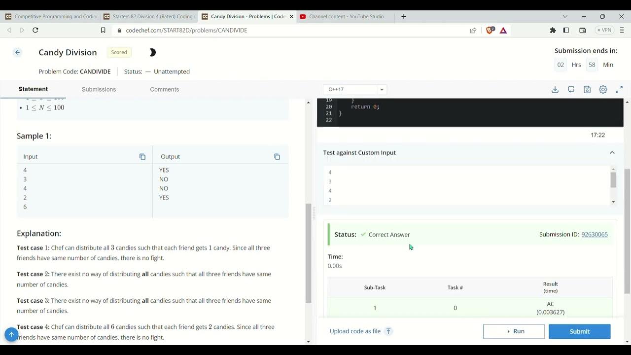 Candy Division || Problems | CodeChef Solution C++solution - YouTube