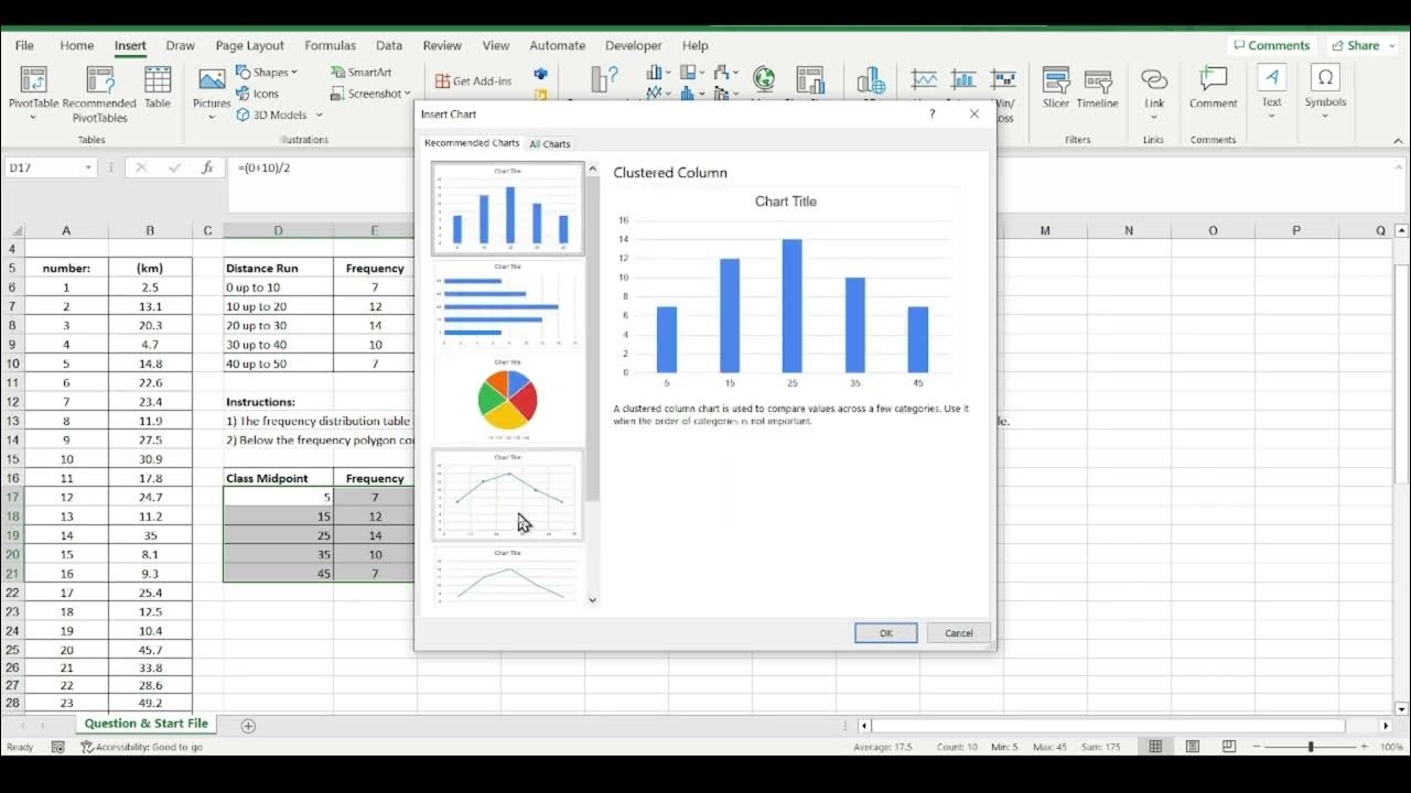 How to Construct a Frequency Polygon in Excel - YouTube