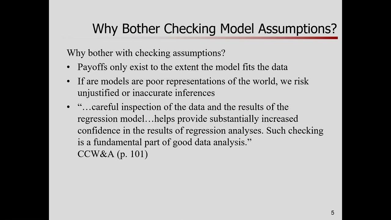 Regression Assumptions Part 1 Why Model and Check Assumptions - YouTube