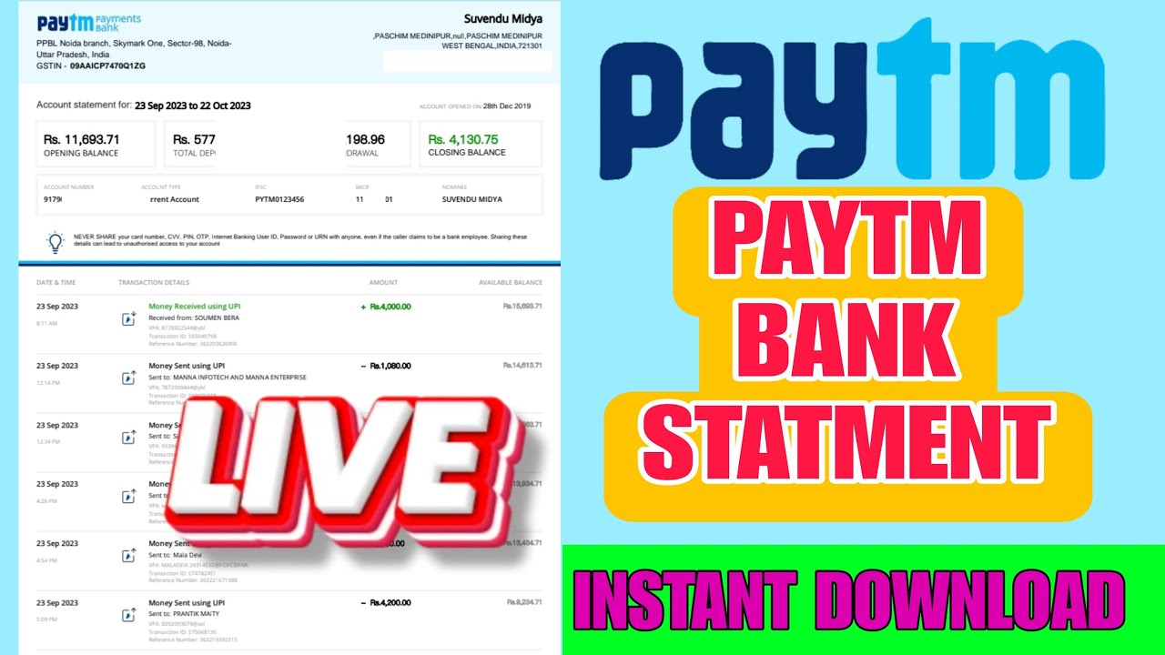 how to get Paytm Bank statement | Paytm Bank ki statement kaise nikale ...