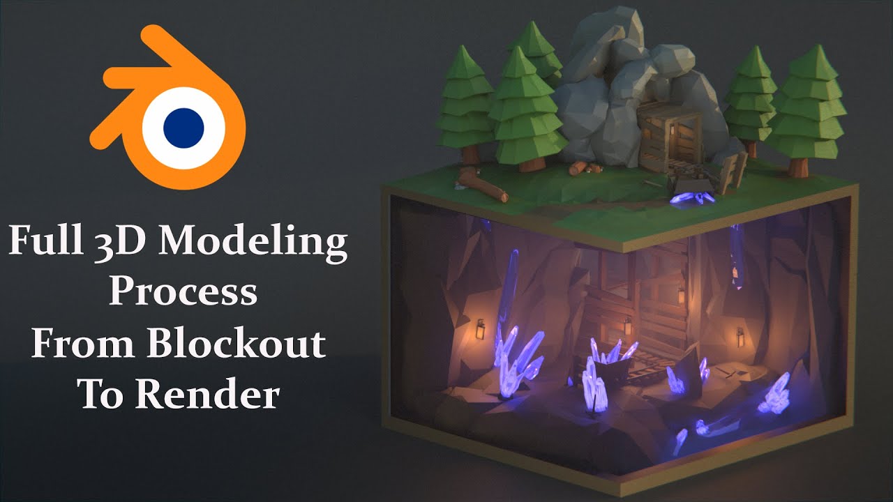 Low Poly Crystal Mines - Full Modelling And Lighting Process - YouTube