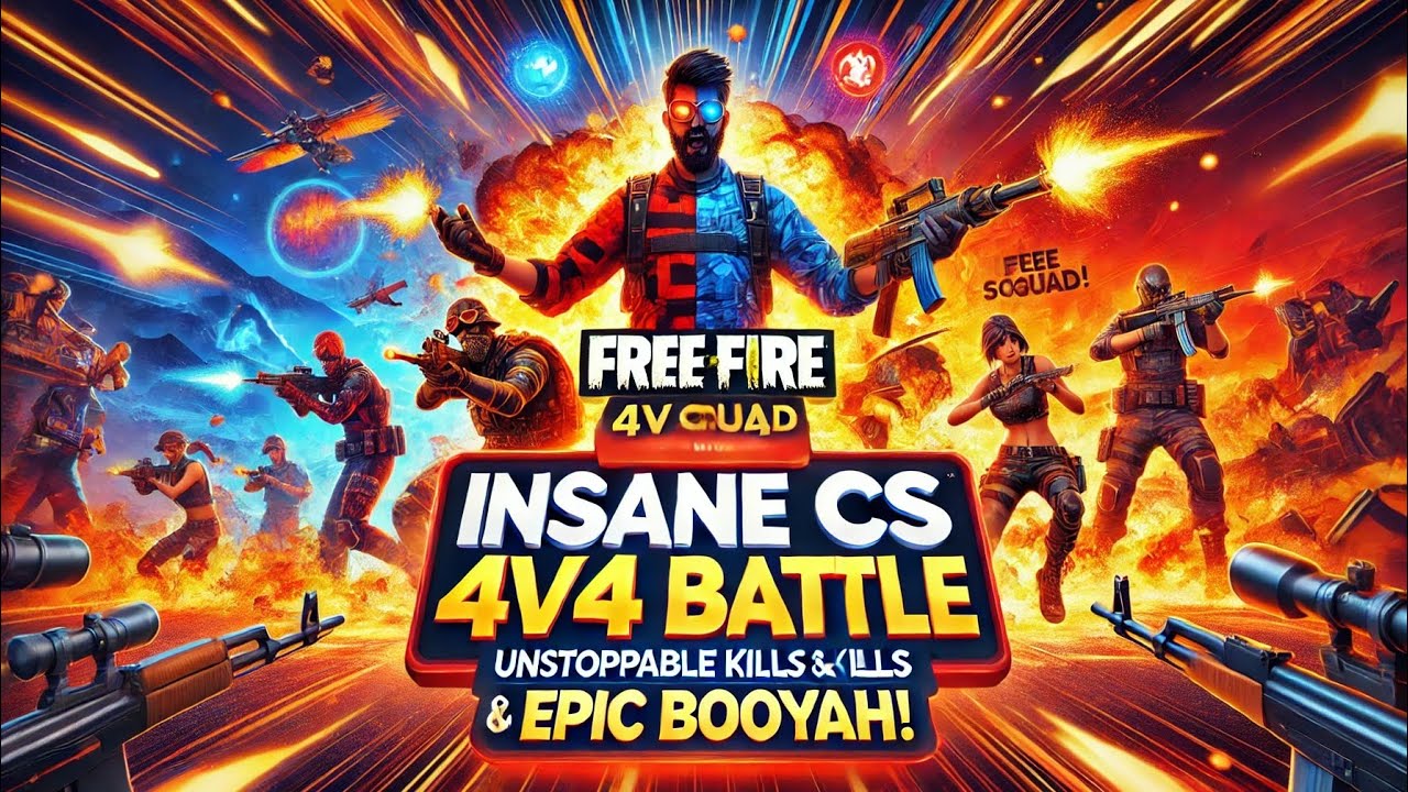 INSANE CS 4v4 Battle - Unstoppable Kills & EPIC Booyah! 🔥💥 | Free Fire ...