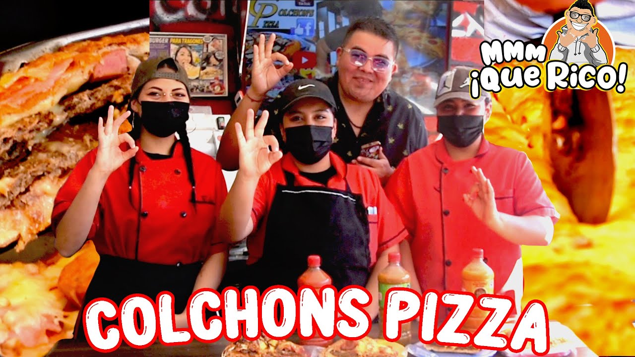 MMM ¡QUE RICO! || PIZZA-HAMBURGUESA EN "COLCHONS PIZZA" - YouTube