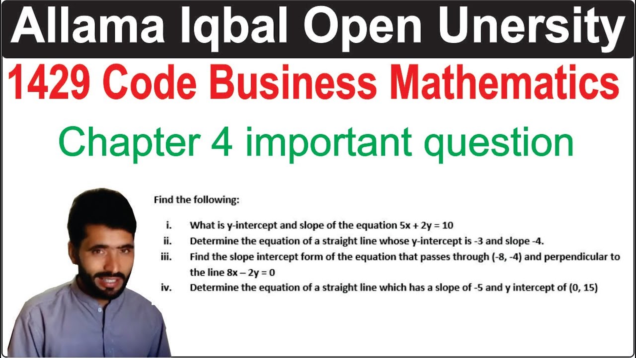 1429 Code Chapter 4 Guess Paper | AIOU Course Code 1429 Past Papers Solution | Find the equation ...