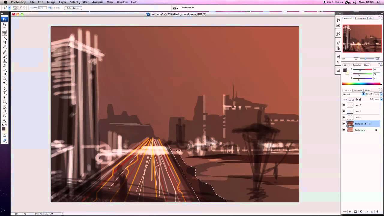 Photoshop Cityscape Sketch - Pt 1 small - Computer.m4v - YouTube