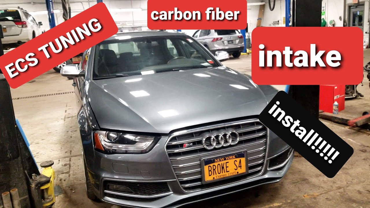 ECS tuning b8 s4 carbon fiber intake install - YouTube