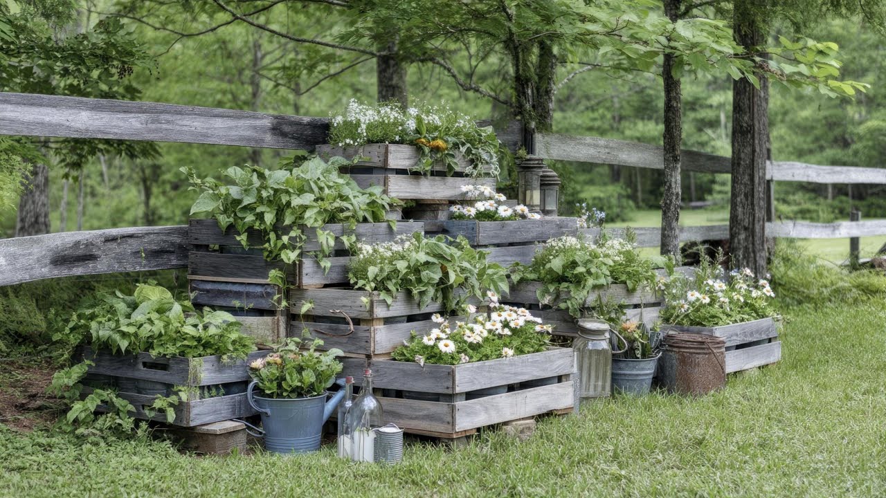 rustic garden decor using upcycled furniture and thrifted items for a ...