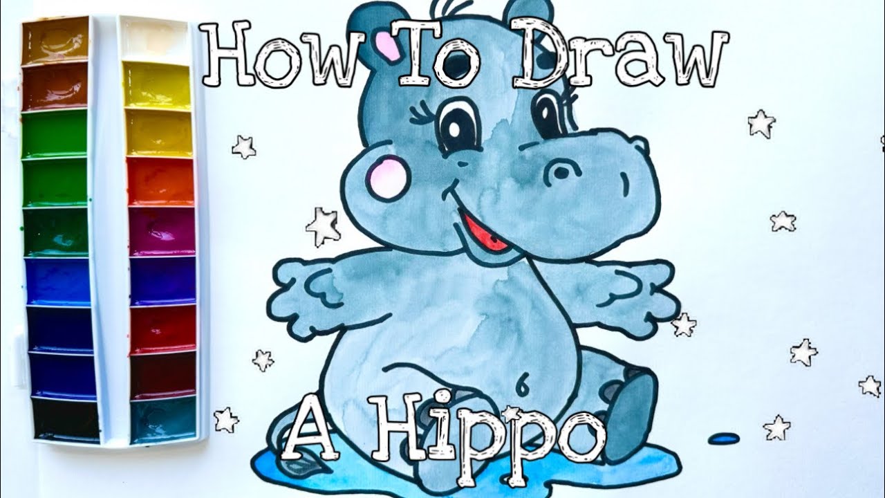 How To Draw A Hippo | Easy Drawing For Kids 🦛 - YouTube