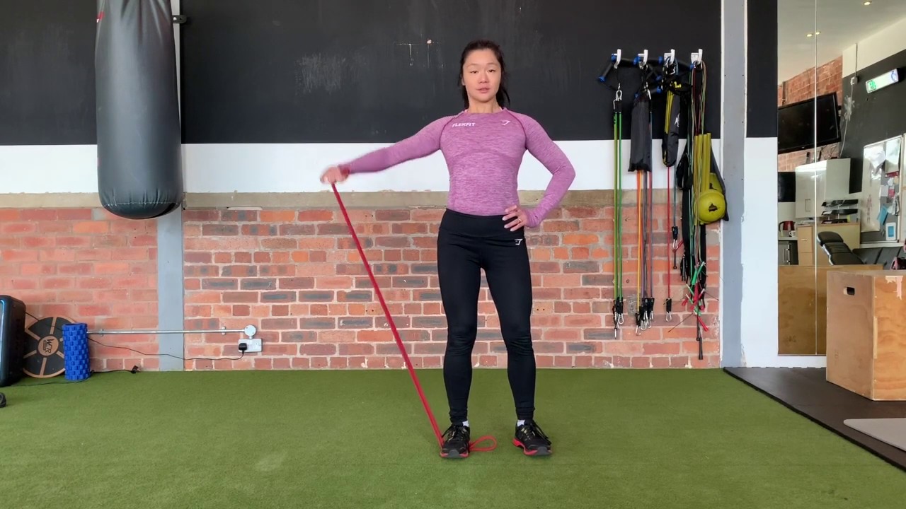 FlexFit Resistance Band Exercise Library: Banded Lat Raises - YouTube