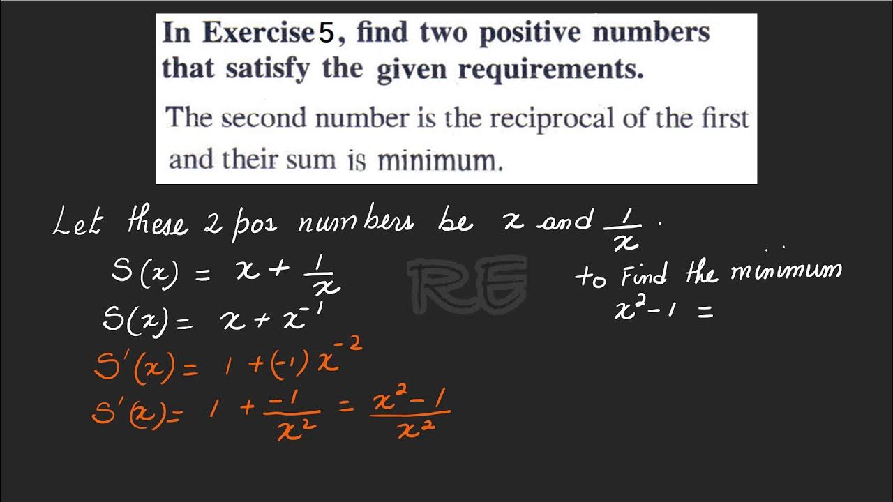 Sum of a number and its reciprocal is minimum - 2 Positive Numbers - MCS21 Lesson 23 ...