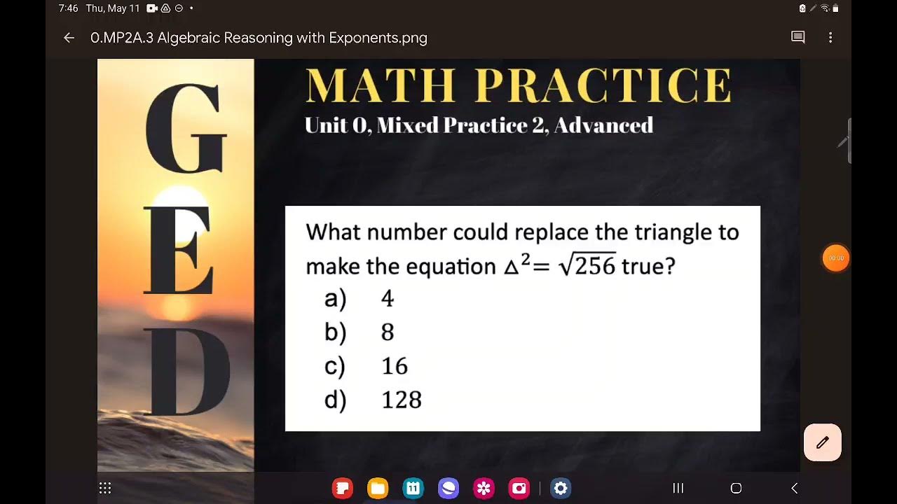 GED Math: Algebraic Reasoning with Exponents (0.MP2, Adv, #3) - YouTube