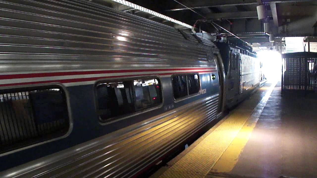 Amtrak EMD AEM-7 #937 Northeast Regional departing Newark Penn Station ...