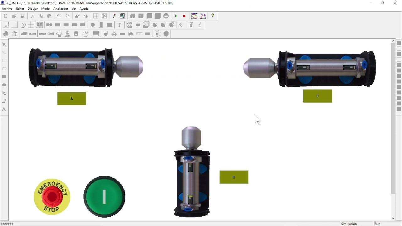 Secuencia de 3 pistones en PC Simu - YouTube