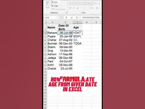 Excel DATEDIF Function: How to Calculate Age in Excel (Step-by-Step Tutorial) #excelshorts - YouTube