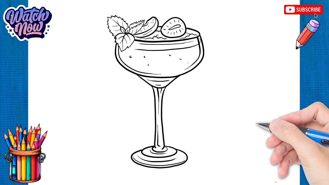 How to draw Daiquiri Strawberry - Drink Drawing - YouTube