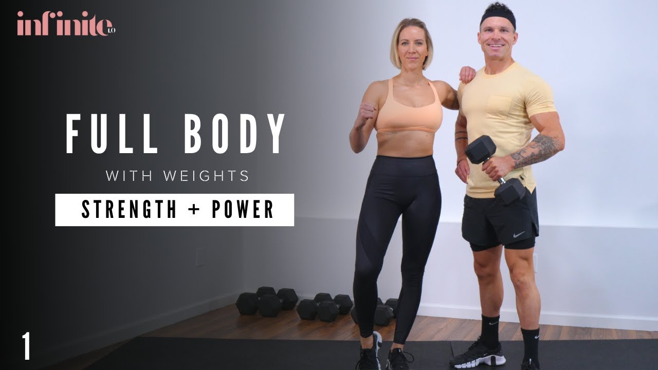 45 Min FULL BODY WORKOUT with WEIGHTS | Strength & Power - YouTube
