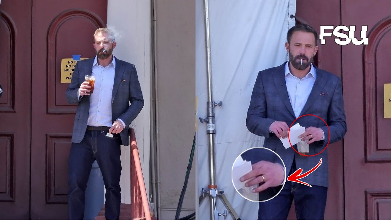 Ben Affleck wears wedding band while taking smoke break on movie set ...