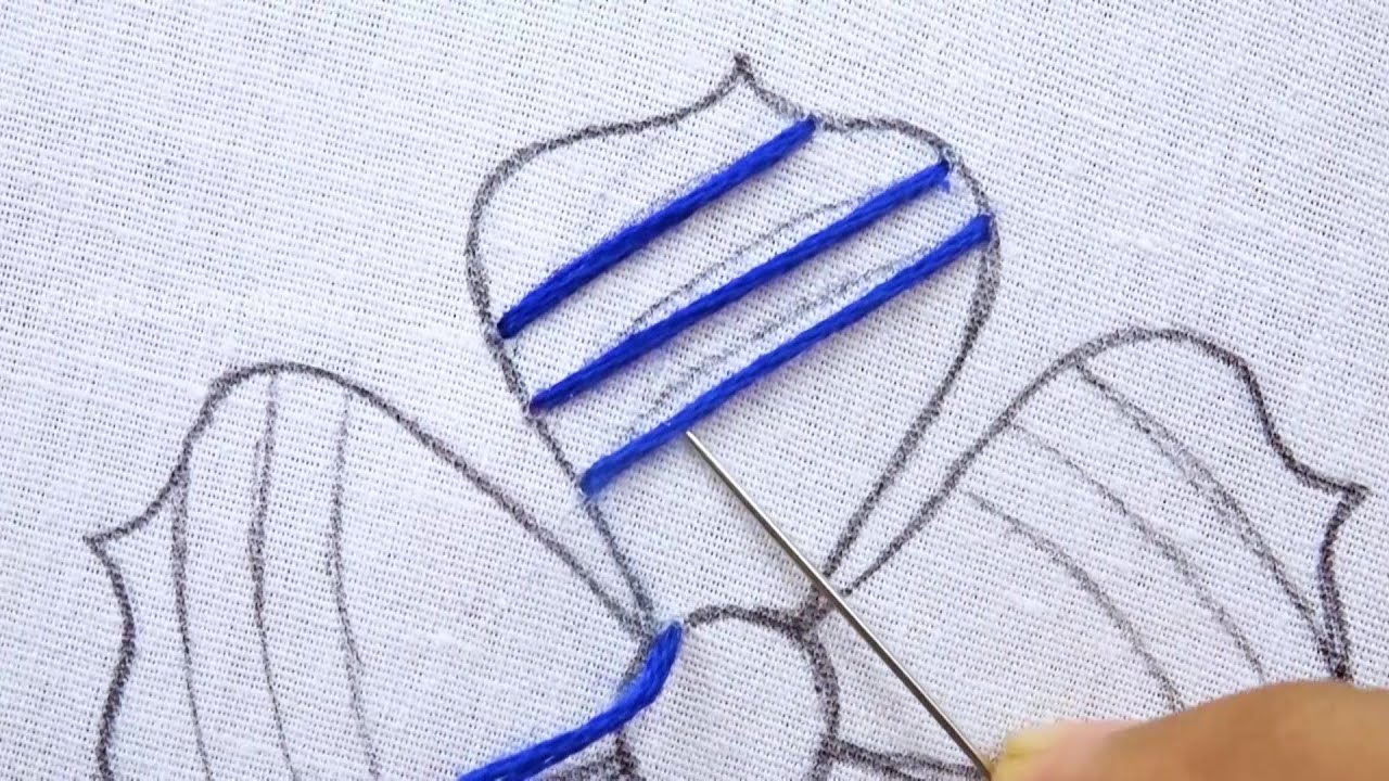 Hand Embroidery, Blue color flower hand embroidery design - YouTube