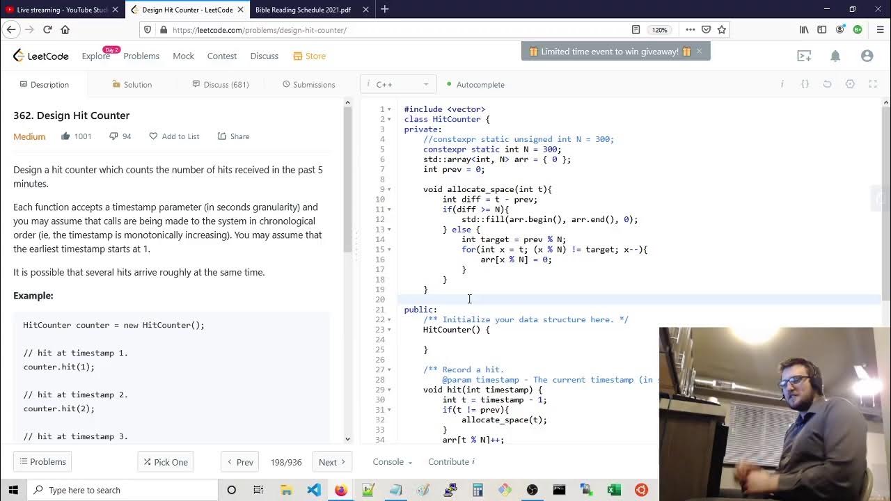 Design Hit Counter, LeetCode Medium, C++ - YouTube