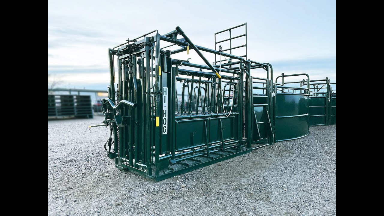 Hi Hog Manual PA Squeeze Chute Features Cattle Handling - YouTube