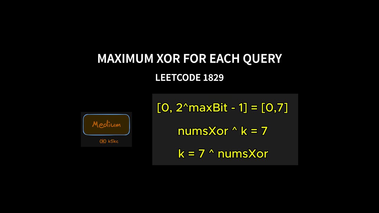 Maximum Xor For Each Query Leetcode 1829 Java Youtube 3435