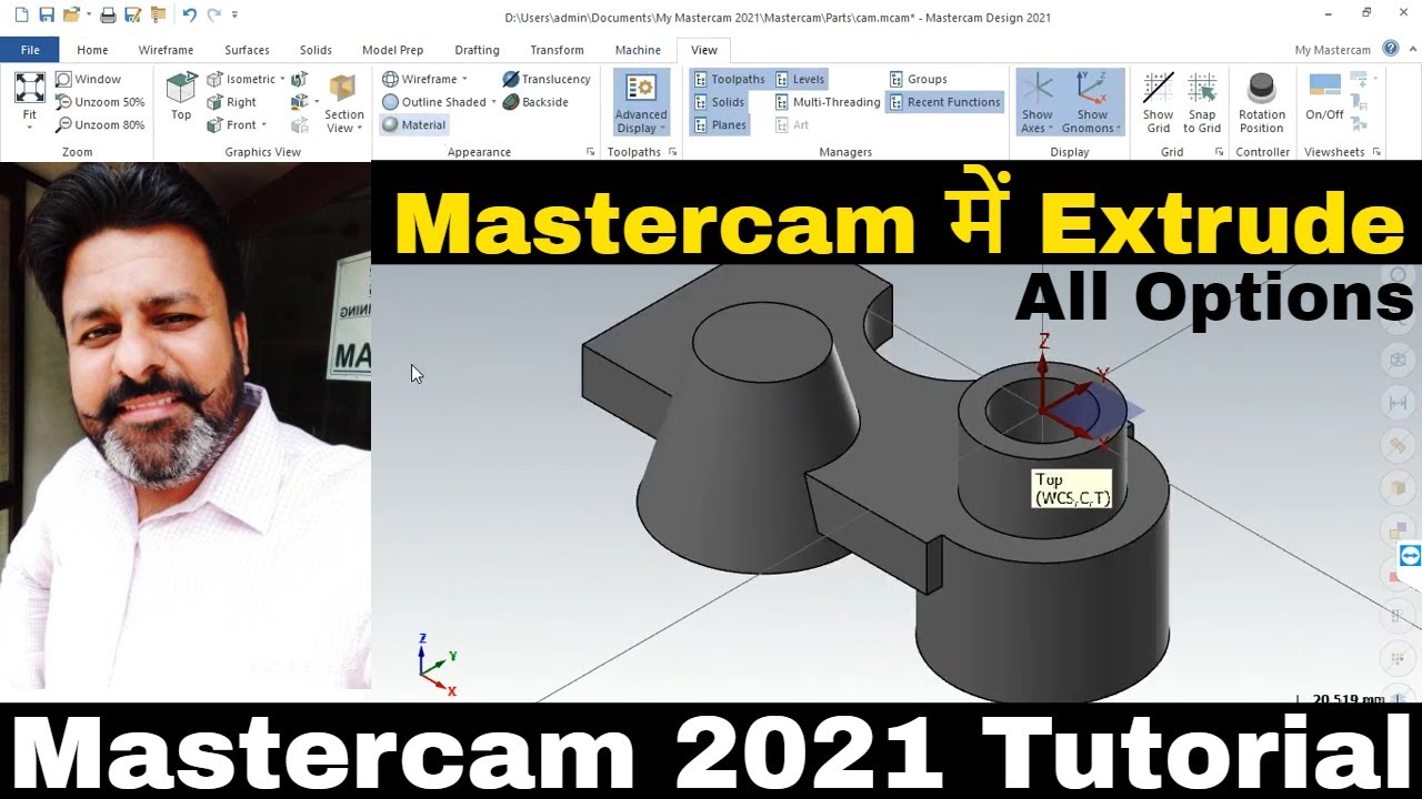 How to Create Solid In Mastercam 2022 tutorials for beginners in Hindi | Mastercam 2022 ...