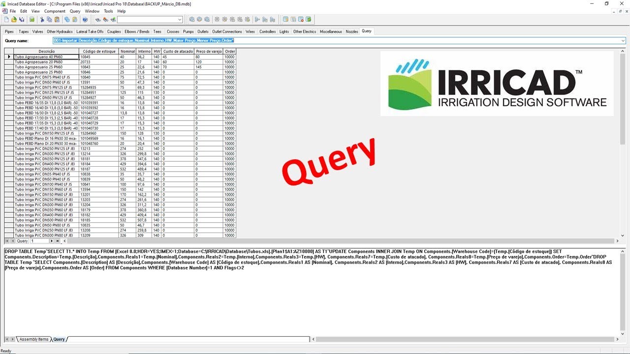 #6-Editar e atualizar Banco de Dados do IRRICAD pelo excel usando Query - YouTube