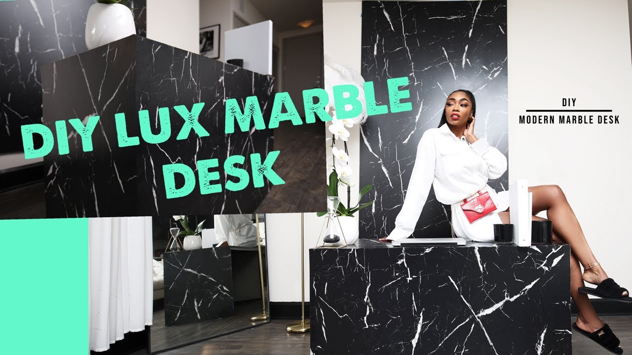 DIY LUXURY MARBLE DESK ON A BUDGET - YouTube