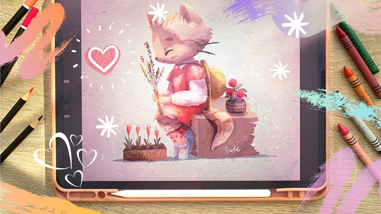 Digital Art studio Vlog#29|How I design a cat character|cute digital ...