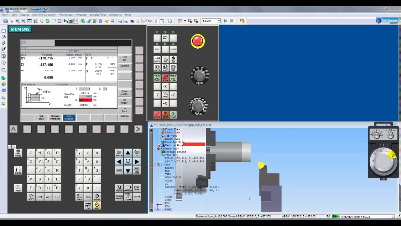 SINUMERIK 802D T Tool Offset Setting - YouTube