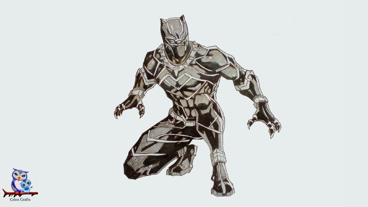 How to Draw Black Panther Marvel Sketch - Wakanda Forever - YouTube
