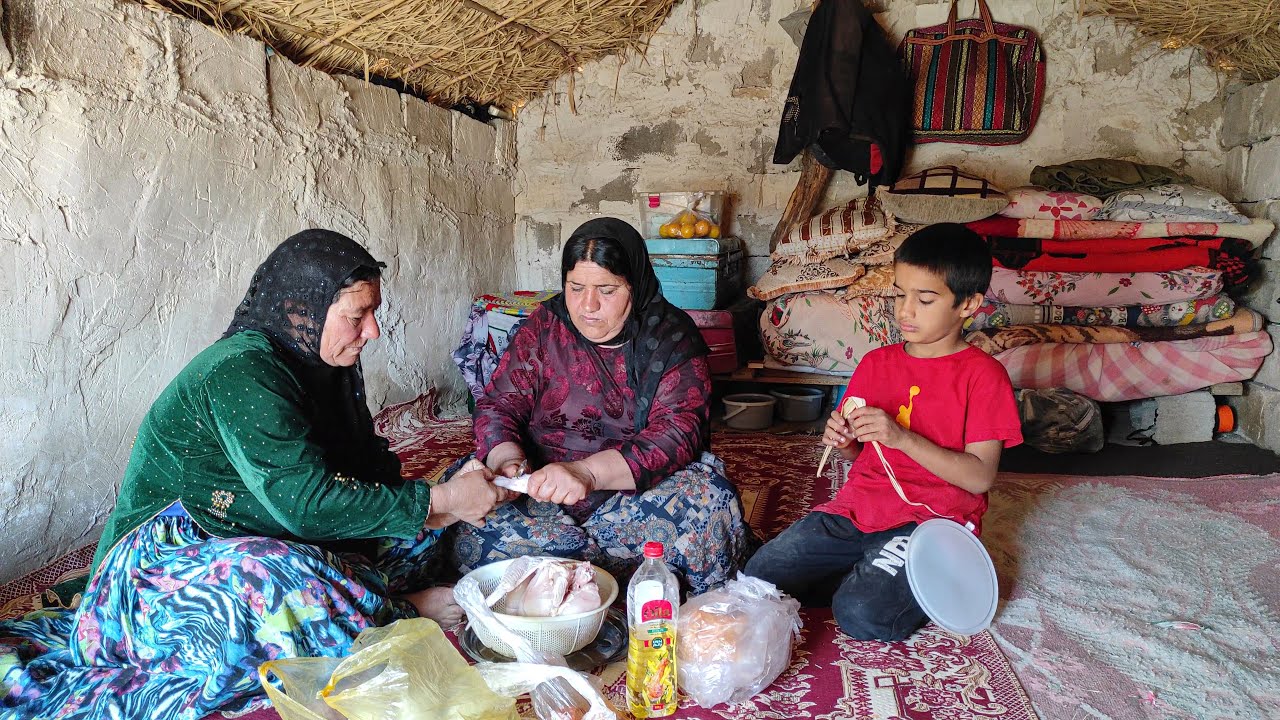 IRAN Village Cooking: Cooking Chicken in a Desert Iranian village in ...