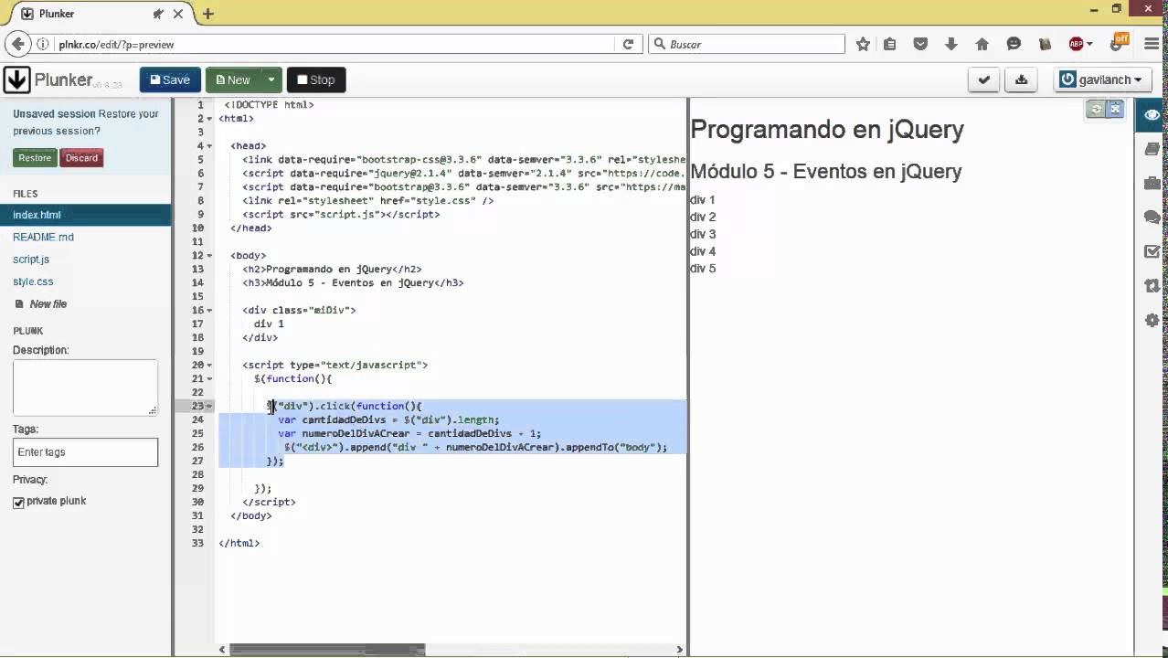jQuery ON: eventos a elementos creados | Eventos en jQuery | Programando en jQuery - YouTube